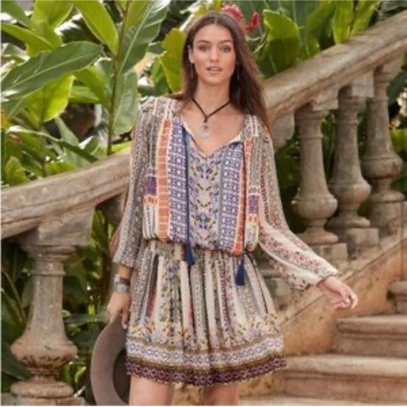 Sundance | Dresses | Sundance Bohemian Blue And Orange Ruffled Mini ...